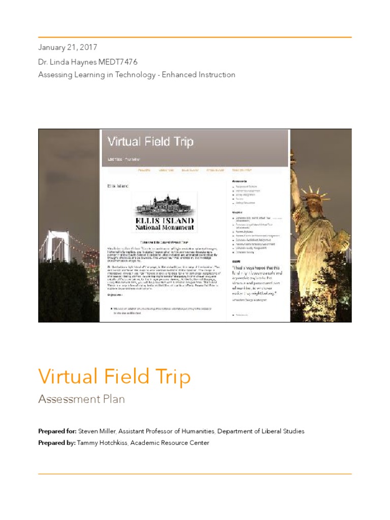 Virtual Field Trip: Assessment Plan | PDF | Rubric (Academic) | Information