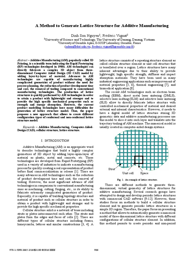 A Method To Generate Lattice Structure For Additive Manufacturing | PDF ...