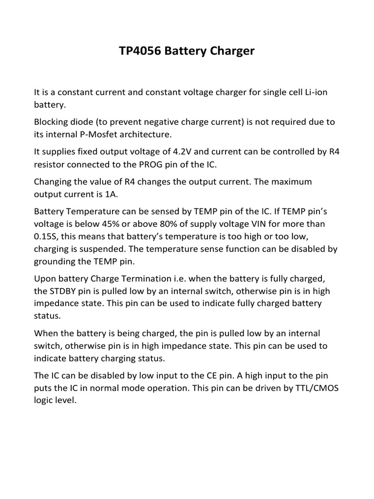TP4056 Battery Charger | PDF
