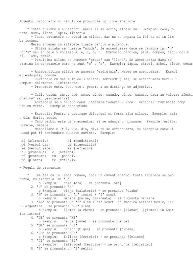 Gramatica Limbii Spaniole | PDF