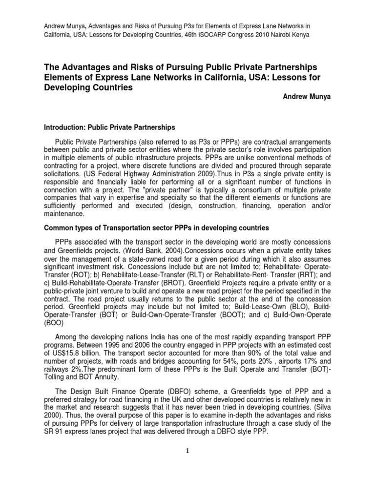 DBFO Model: Pros and Cons in P3s | PDF | Public–Private Partnership ...