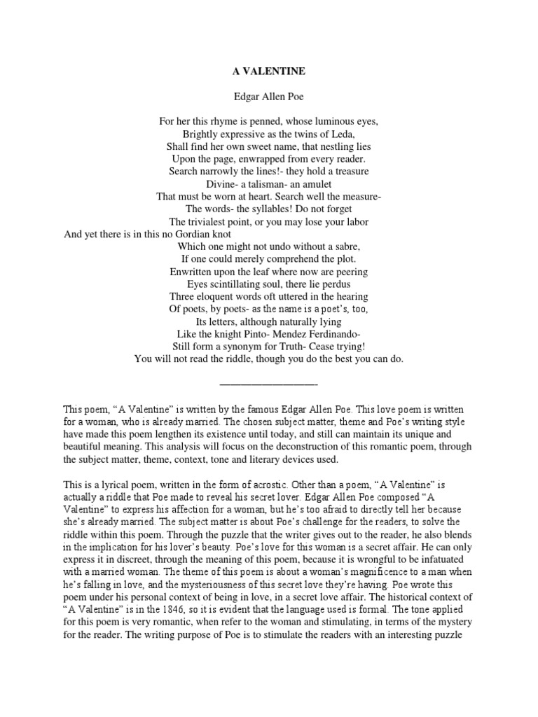 A Valentine | PDF | Poetry | Poetics