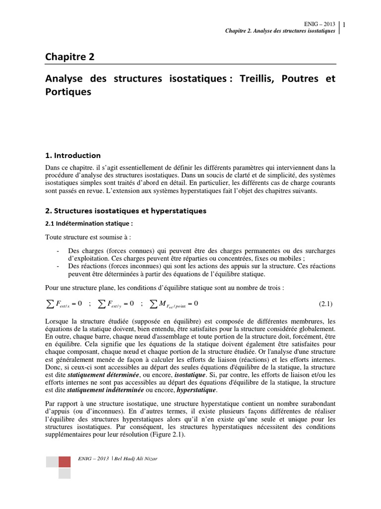 Isostatique PDF | PDF | Treillis (assemblage) | Calcul des structures ...