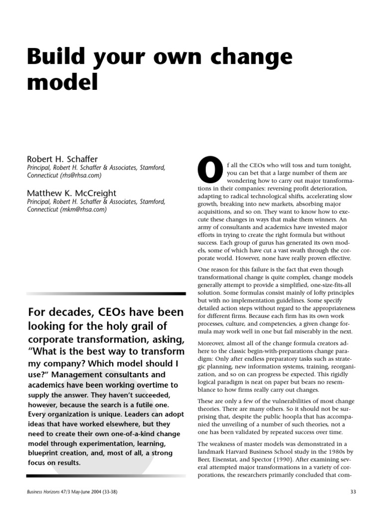 Build Your Own Change Model HBR | PDF | Business Process | Strategic ...