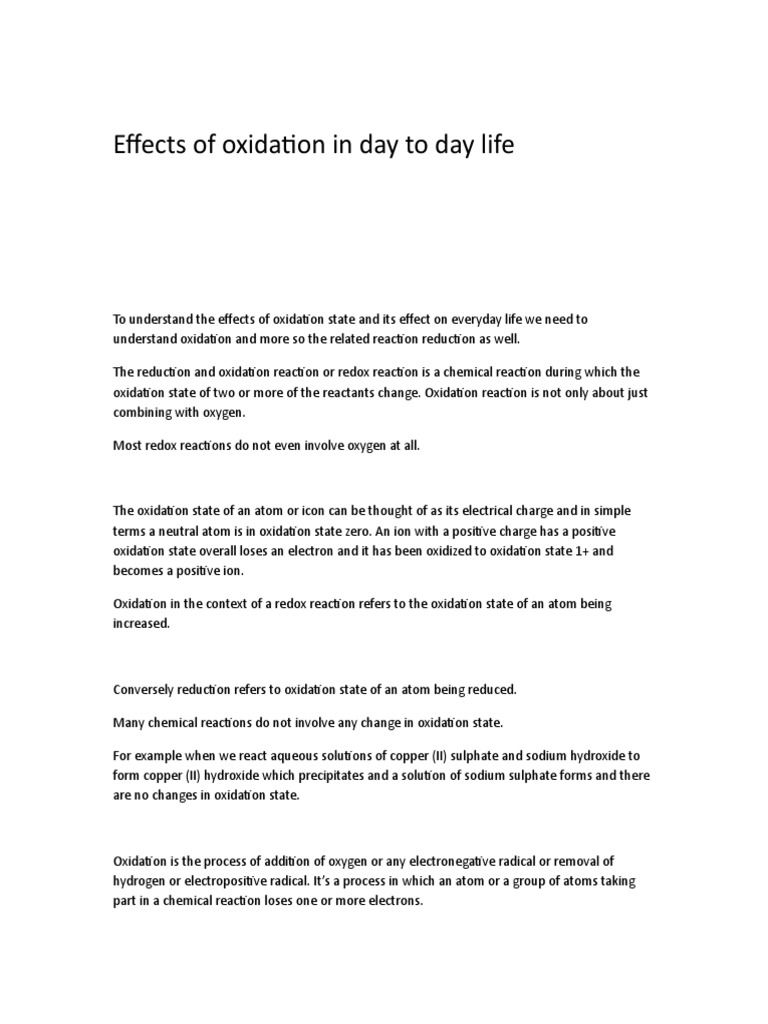 Everyday Examples of Oxidation Reactions: How Oxidation Affects Our ...