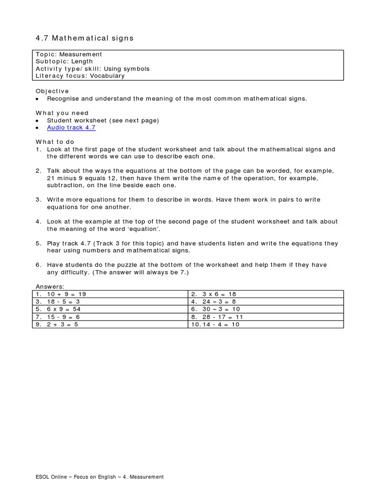 4 7+mathematical+signs | PDF | Multiplication | Equations