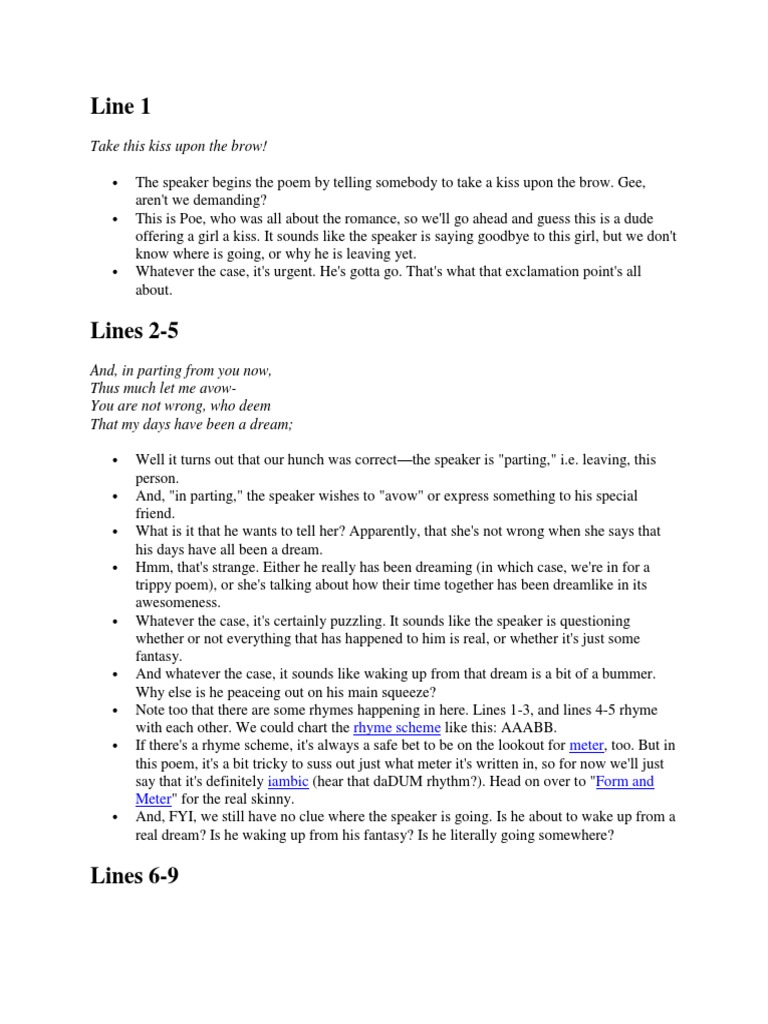 Dream Within a Dream Analysis | PDF | Poetry