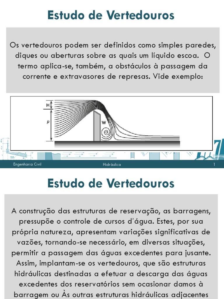 Hidráulica - 03 Und - Vertedores PDF | PDF | Vertedouro | Hidrologia