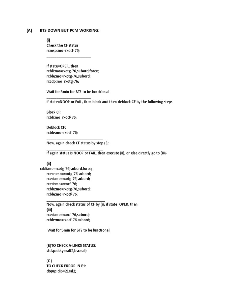Ericsson Bts Commands | PDF | Backup | Computer Engineering