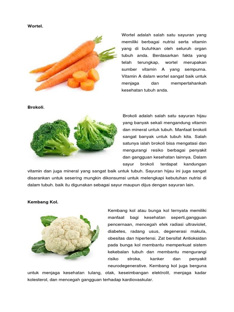 10 Sayuran Dan Manfaat | PDF