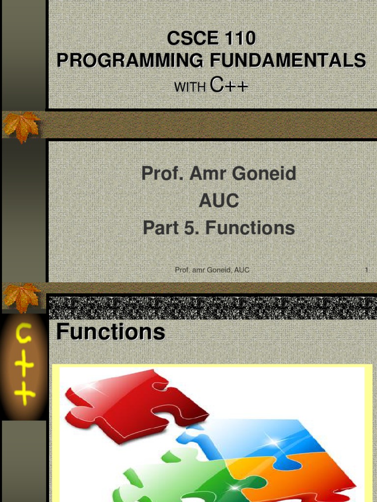 Csce 110 Programming Fundamentals With C Functions Pdf Scope Computer Science