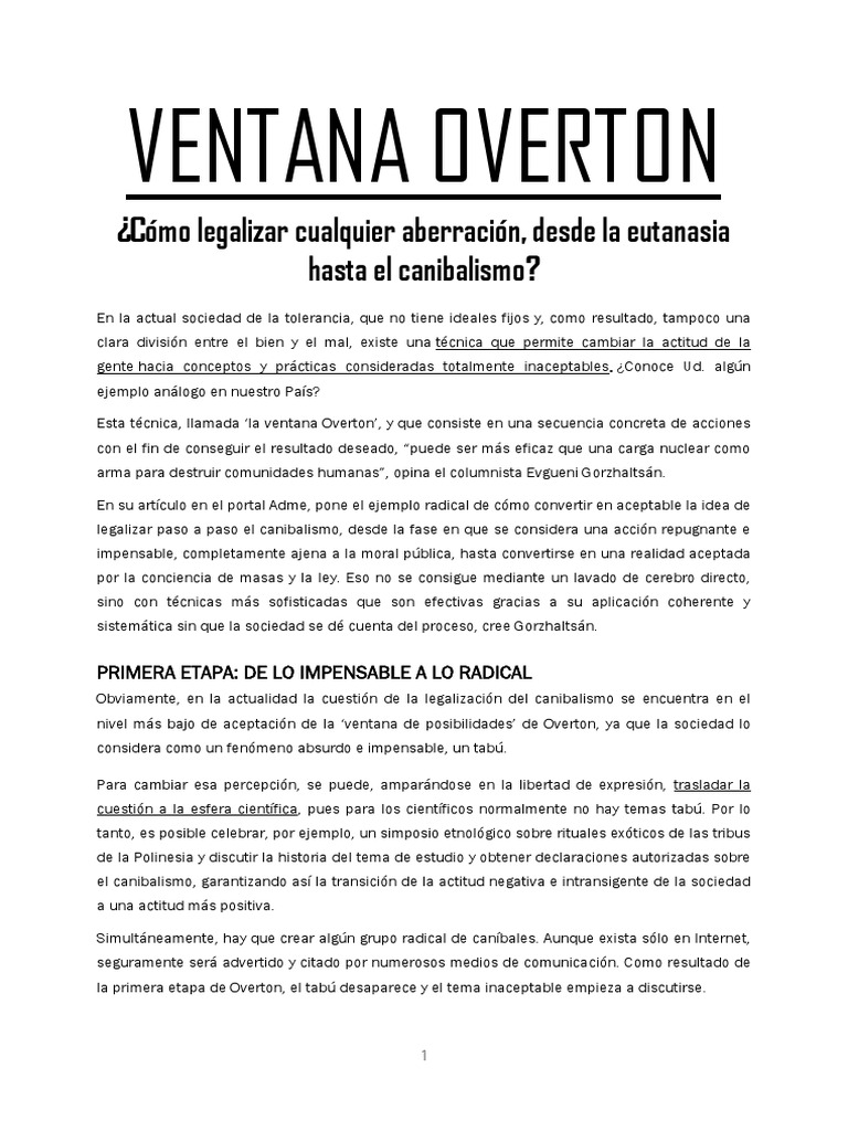 Ventana Overton | PDF | Canibalismo | Tolerancia