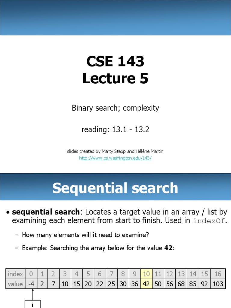 CS Lecture: Binary Search & Complexity | PDF | Software Engineering ...