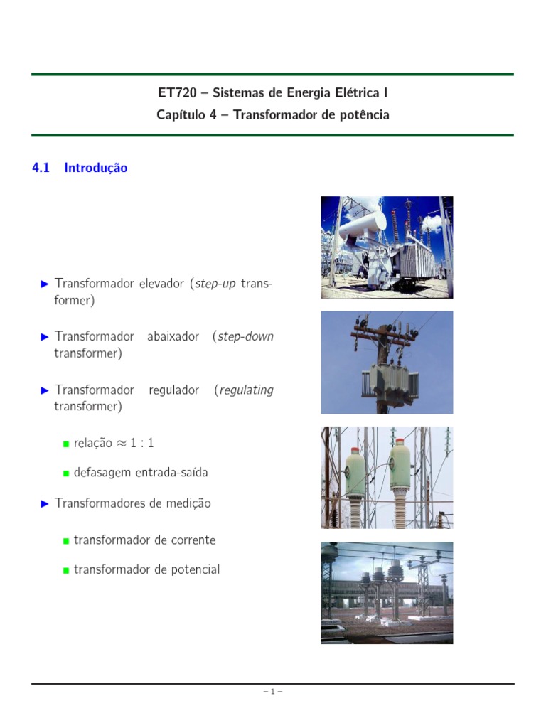 Cap 4 Transformadores de Potencia | PDF | Transformador | Transmissão de energia elétrica
