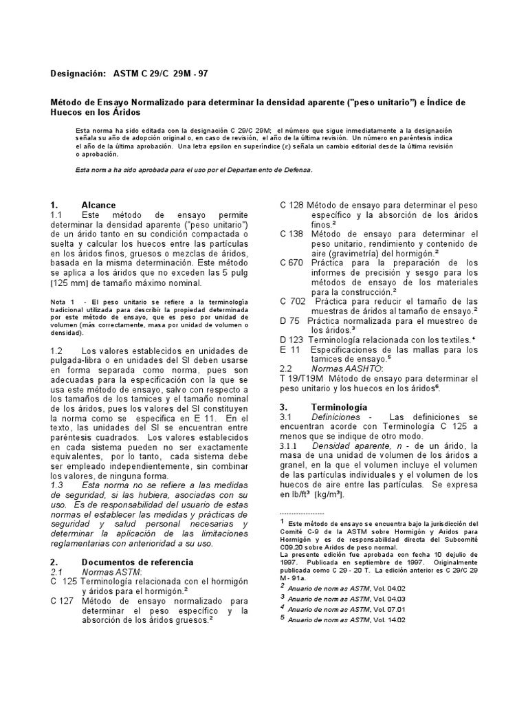 ASTM-C29 Peso Unitario | PDF | Peso | Densidad