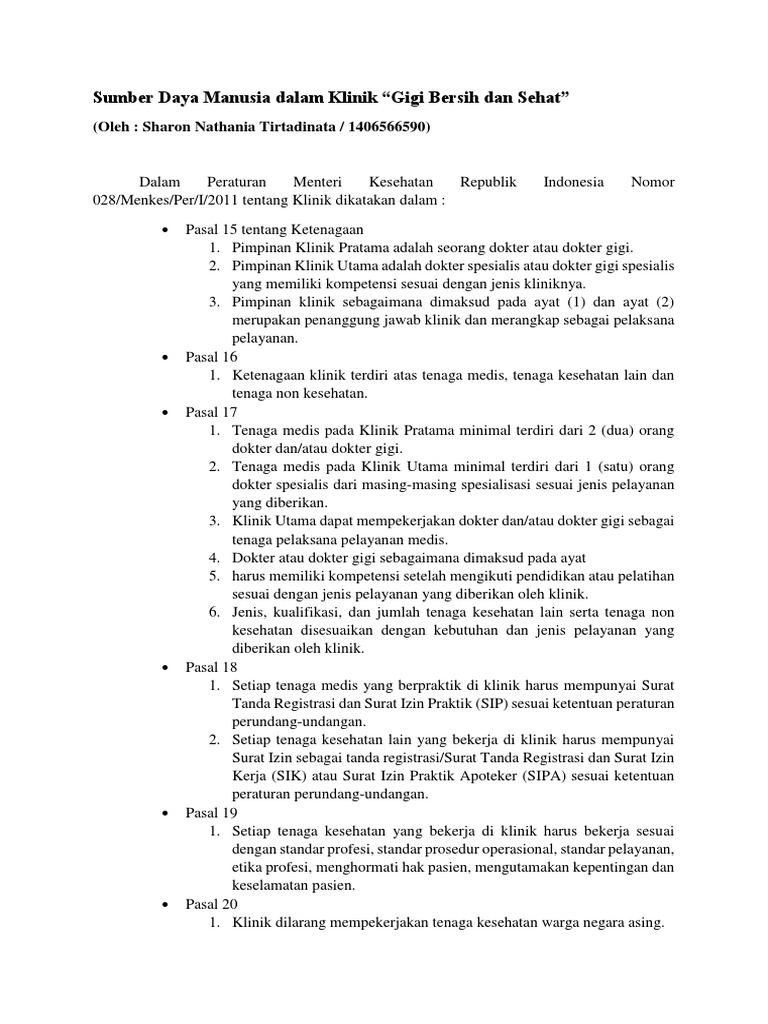 Sumber Daya Manusia Dalam Klinik | PDF