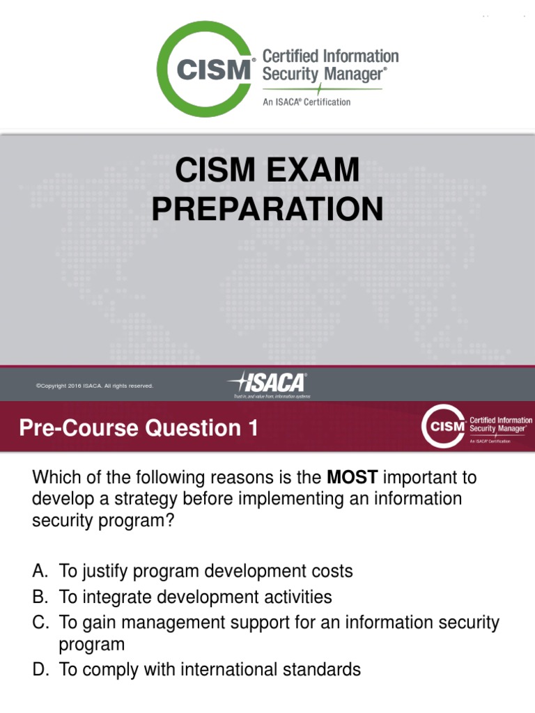 CISM_15e_Domain1 | Information Security | Strategic Management
