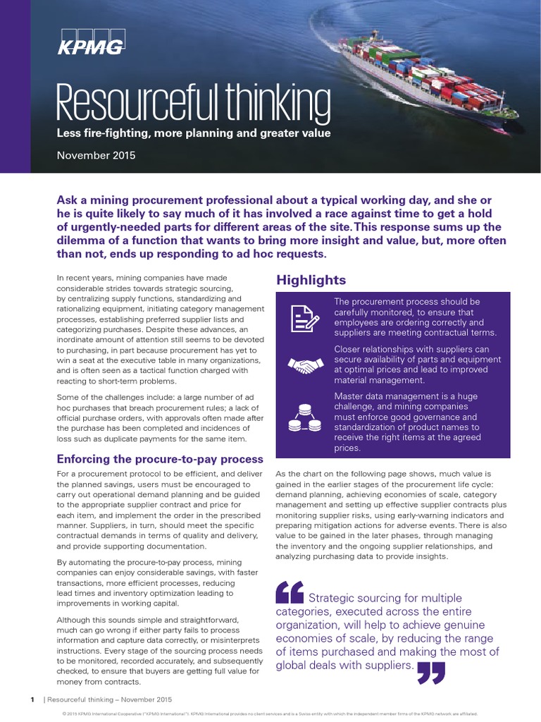 Resourceful Thinking Mining | PDF | Procurement | Supply Chain