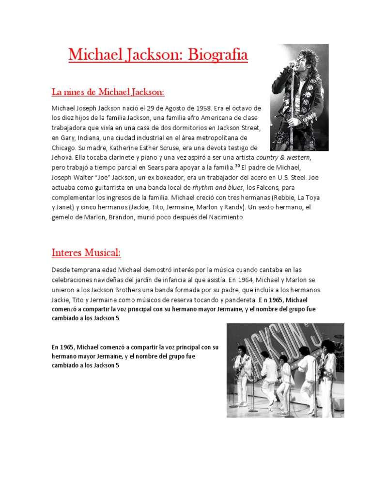 Michael Jackson Biografia | PDF