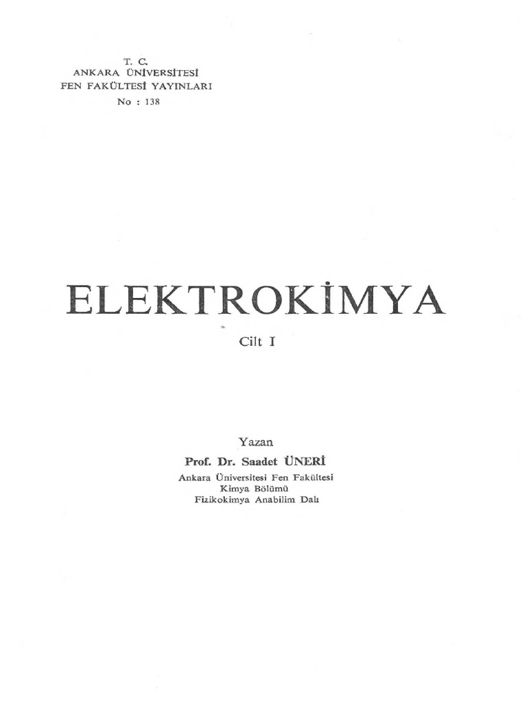 Saadet Üneri - Elektrokimya | PDF