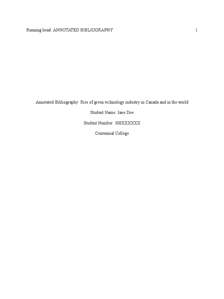 Annotated Bibliography Example | PDF | Environmental Technology ...