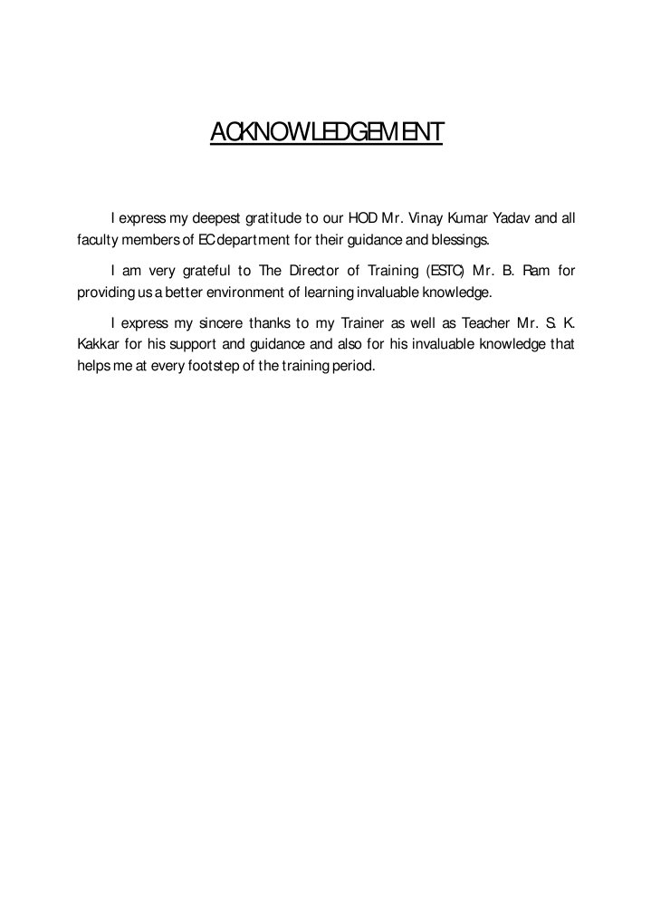 Acknowledgment of Training Support | PDF