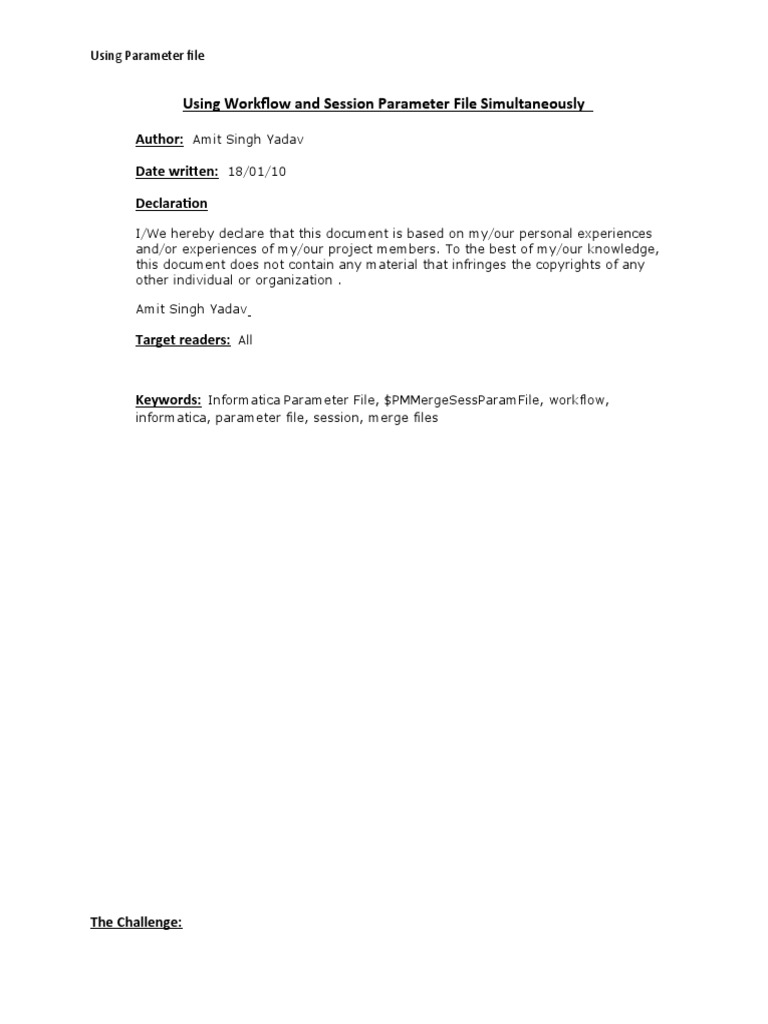 Using Workflow and Session Parameter File Simultaneously | PDF | Parameter (Computer Programming ...