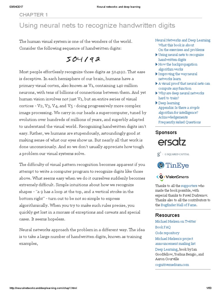 Neural Networks and Deep Learning | PDF | Visual Cortex | Artificial ...