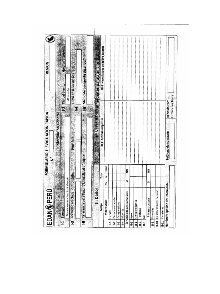 Formulario 1 Evaluacion Rapida Edan Peru | PDF