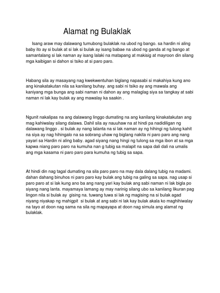 Alamat NG Bulaklak | PDF