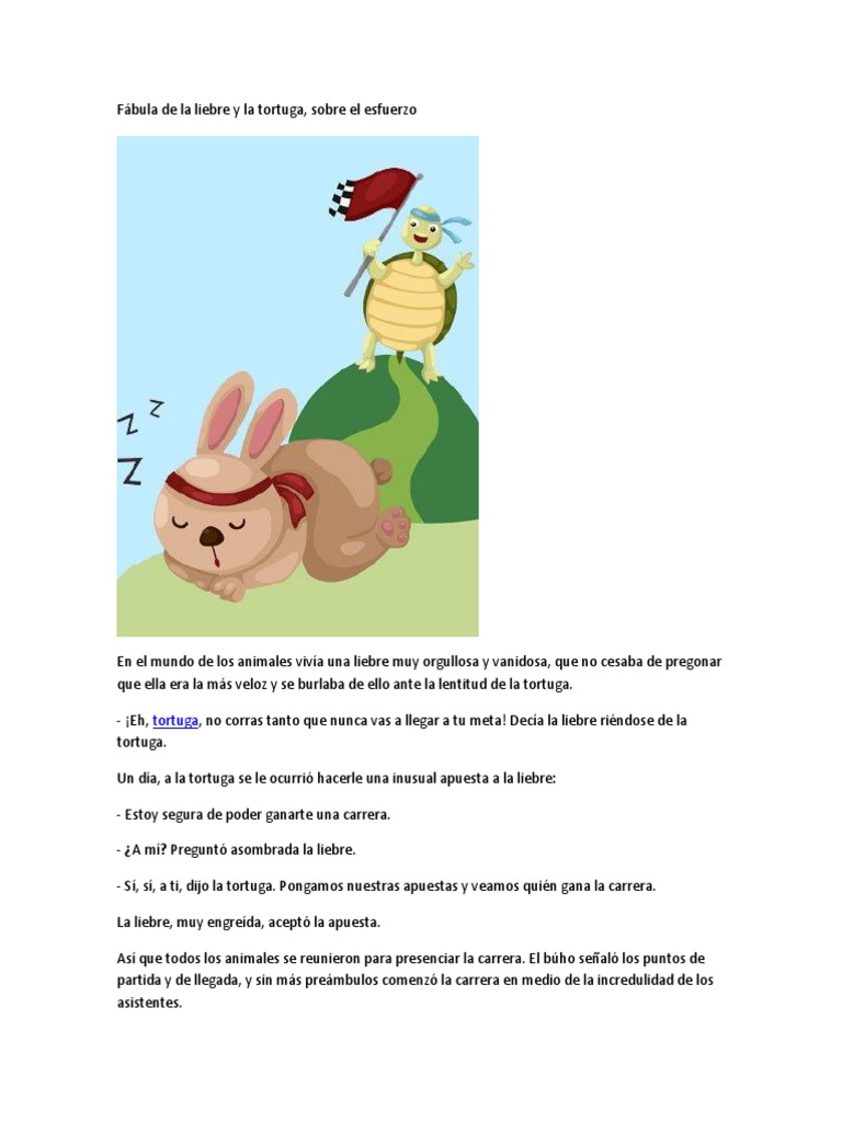 Fábula de La Liebre y La Tortuga | PDF