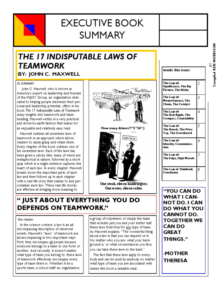 17 Indisputable Laws of Teamwork Summary | PDF | Value (Ethics) | Goal