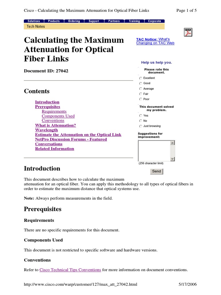 Calculating The Maximum Attenuation For Optical Fiber Links | PDF ...