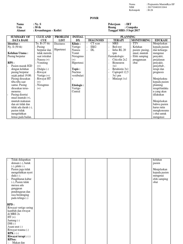 Diagnosis dan Terapi Vertigo pada IRT 50 Tahun | PDF