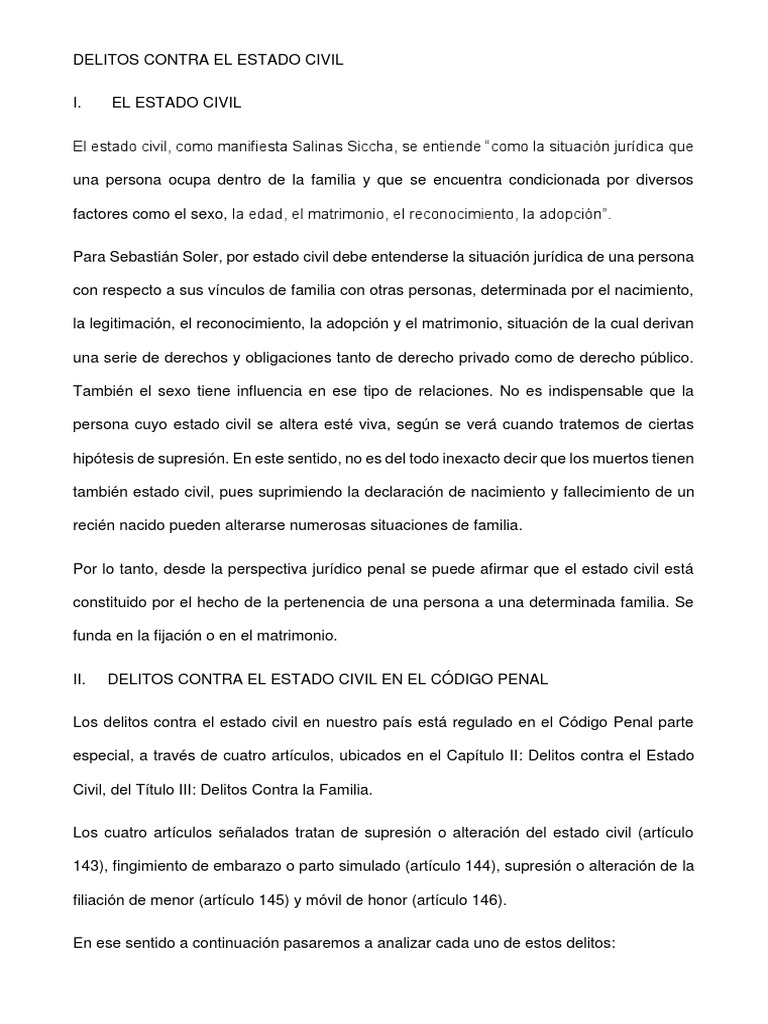 Delitos Contra El Estado Civil | PDF | Delito | Derecho penal
