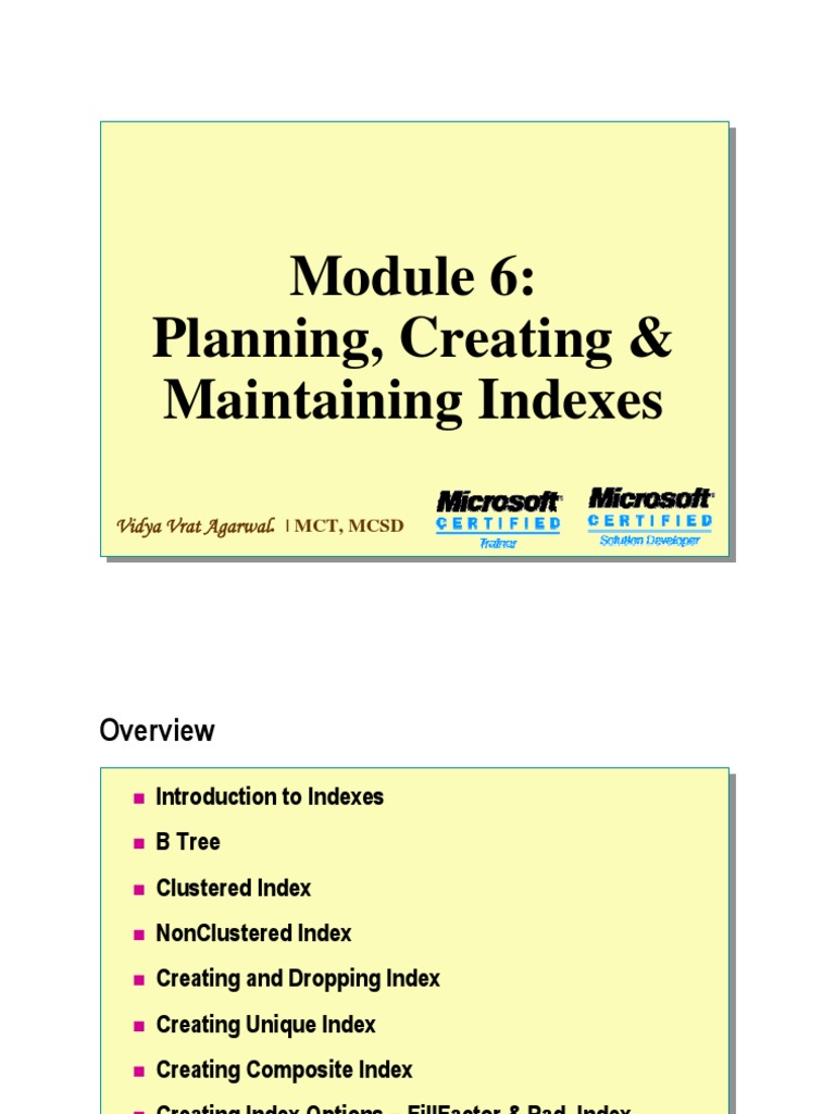 Module 06 - Planning Indexes | PDF | Database Index | Microsoft Sql Server
