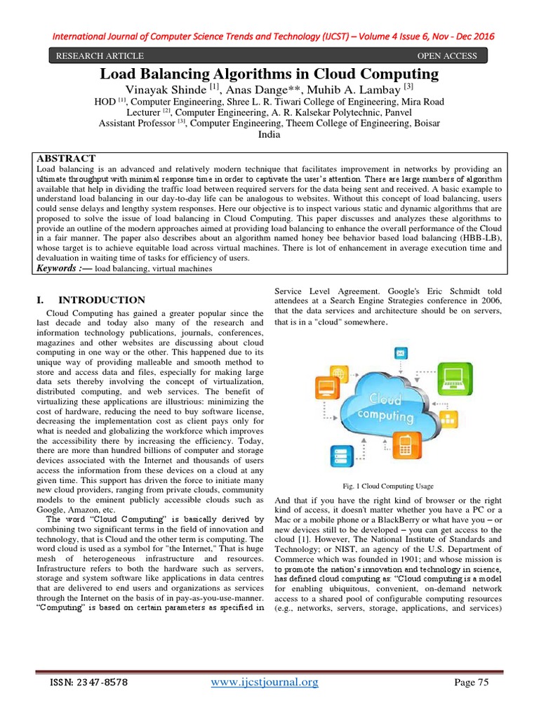 Load Balancing In Cloud Computing Cloud Computing Load Balancing Computing