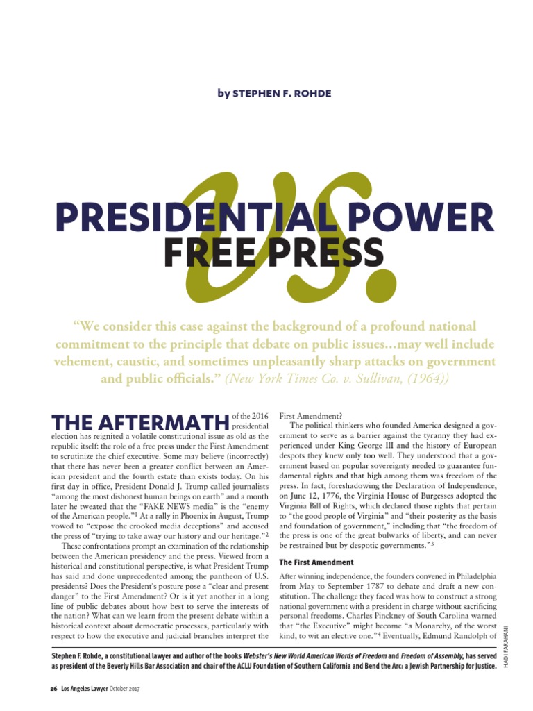 Presidential Power v. Free Press, by Stephen F. Rohde (C) 2017 Los ...