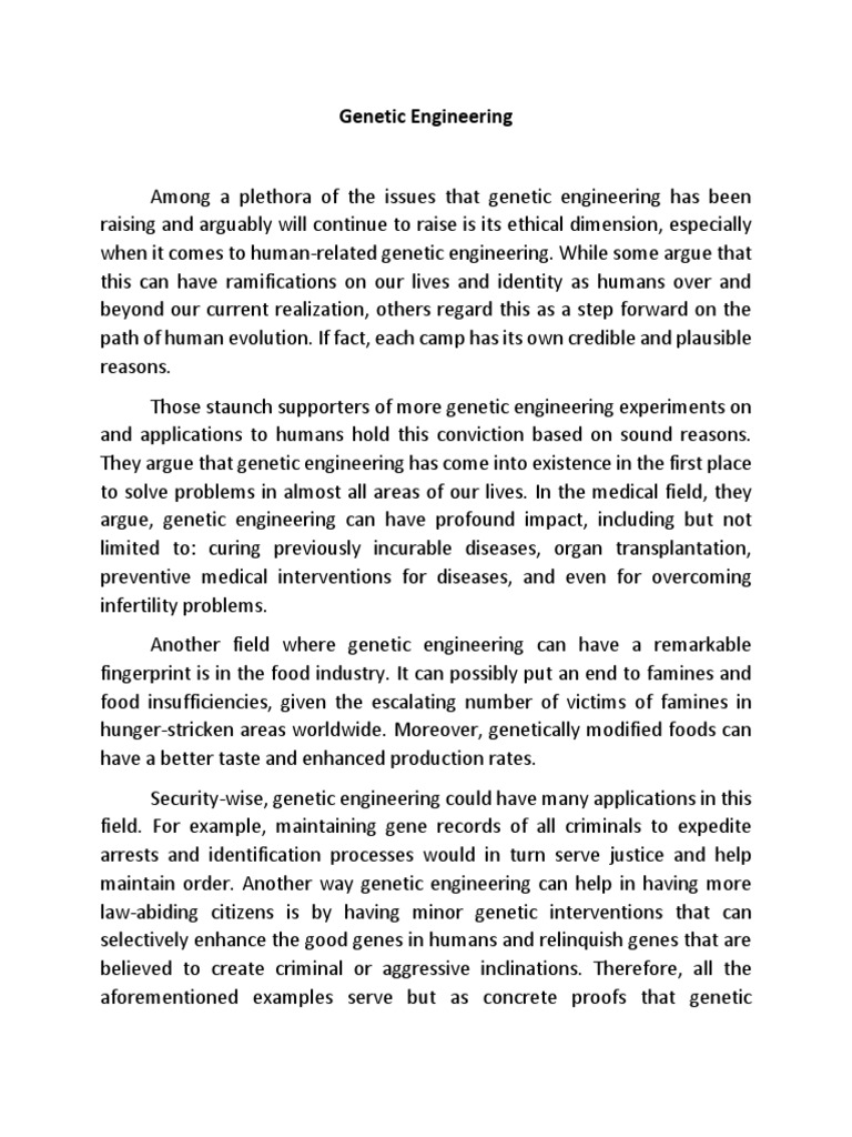 Genetic Engineering Essay | PDF | Genetic Engineering | Genetics