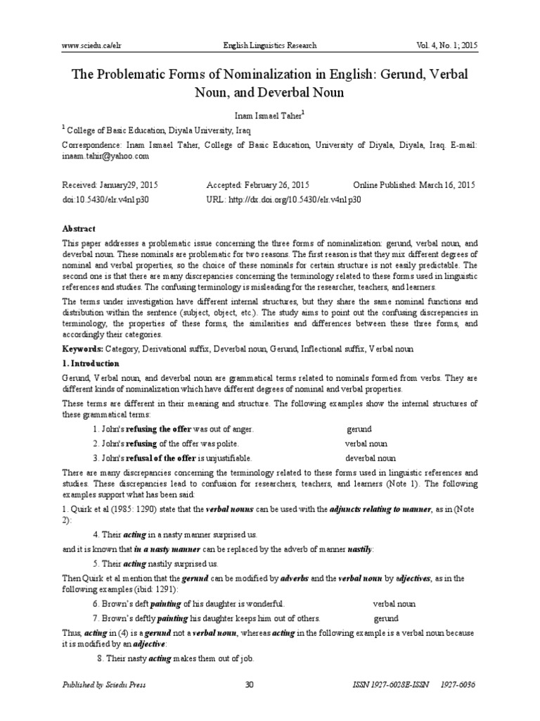 Nominalization | Noun | Verb