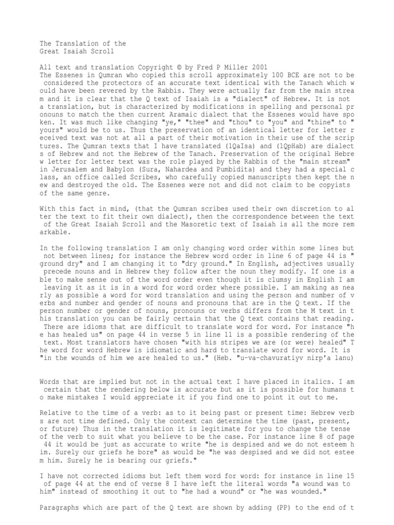 The Isaiah Scroll | PDF | Noun | Grammatical Gender