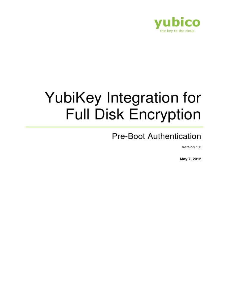 Yubikey Integration For Full Disk Encryption With Pre Boot Authentication V1 2 Pdf Password