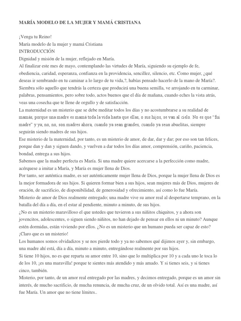 María Modelo de La Mujer y Mamá Cristiana | PDF | María, madre de Jesús ...