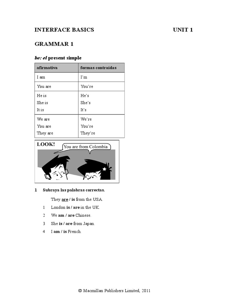1º Basics 1 Grammar Unit 1 | PDF | Language Arts & Discipline