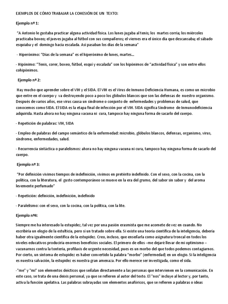 Ejemplos de Cómo Trabajar La Cohesión de Un Texto | PDF | VIH / SIDA | VIH