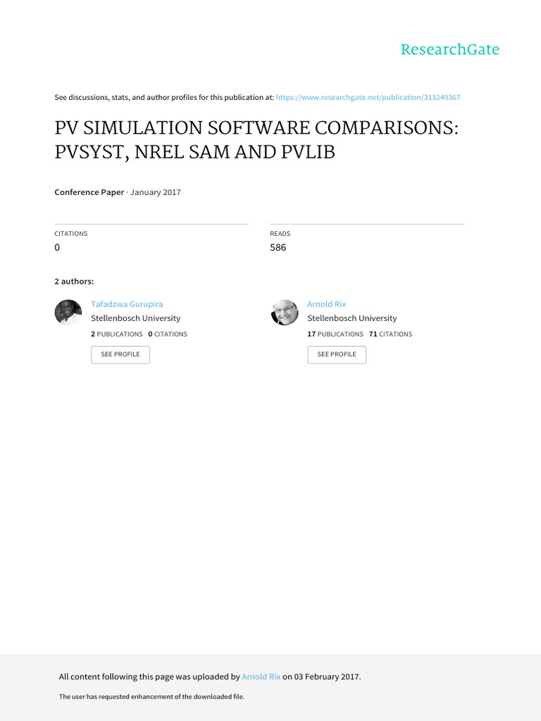 PV Simulation Comparison: Pvsyst, NREL SAM | PDF | Fotovoltaica ...