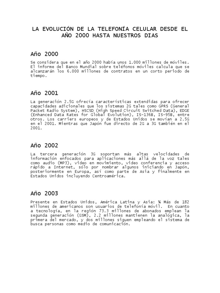 Evolución de la telefonía celular 2000-2017 | PDF | 3 G | Telefonía móvil