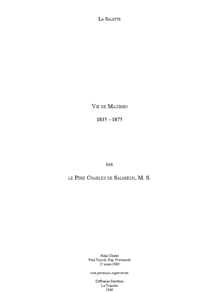 Vie de Maximin Giraud Le Berger de La Salette Salmiech | PDF ...