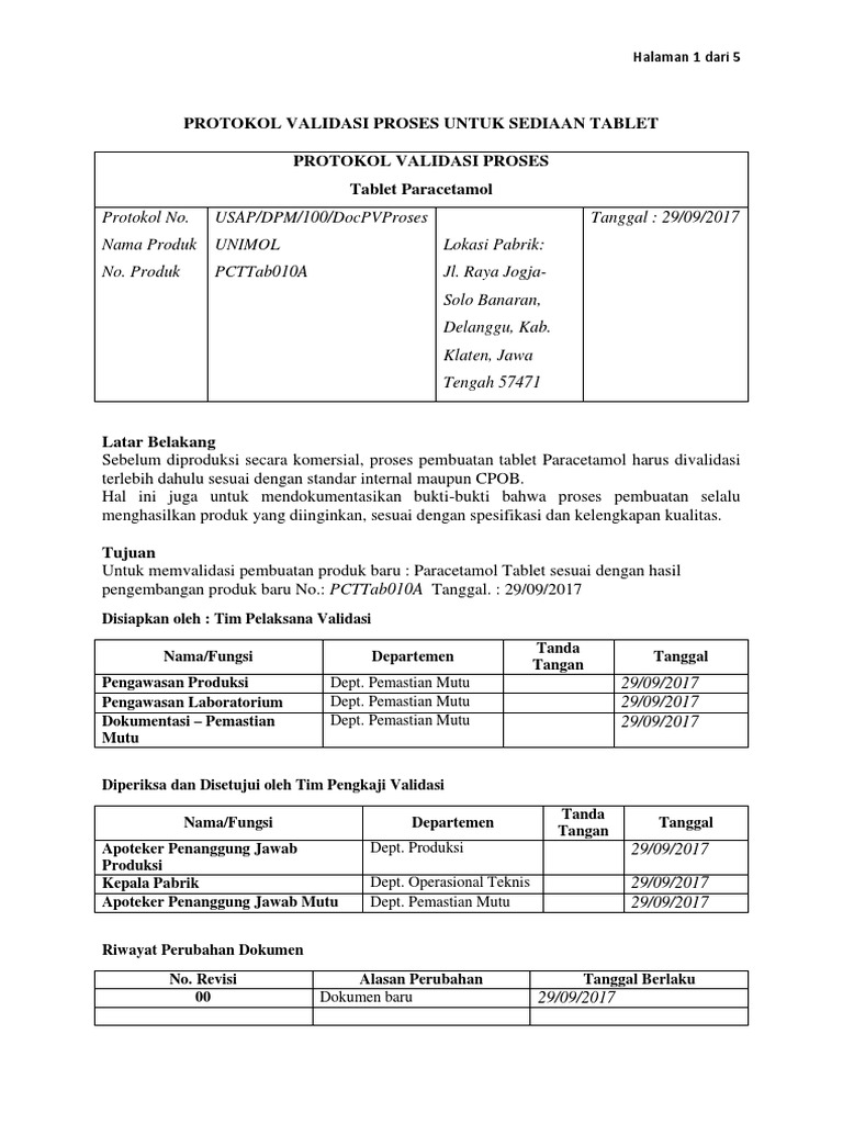 Dokumen Validasi Proses | PDF