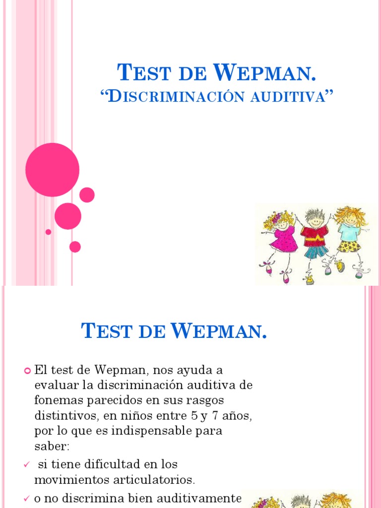 Test de Wepman Adulto | PDF | Discriminación | Ciencia cognitiva